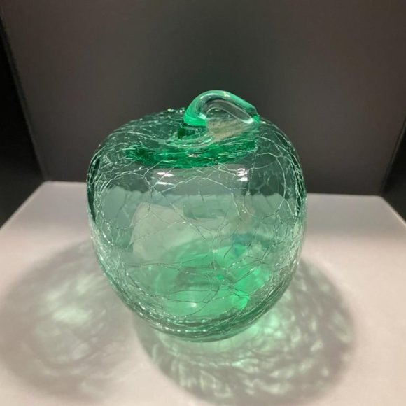 Accents | Crackle Glass Green Apple Paperweight | Poshmark